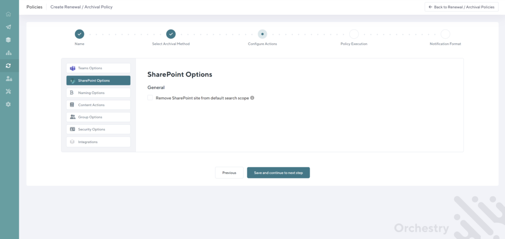 Create Teams, Groups & SharePoint Archiving Policies with Orchestry