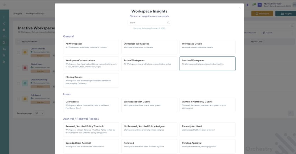 Create Teams, Groups & SharePoint Archiving Policies with Orchestry