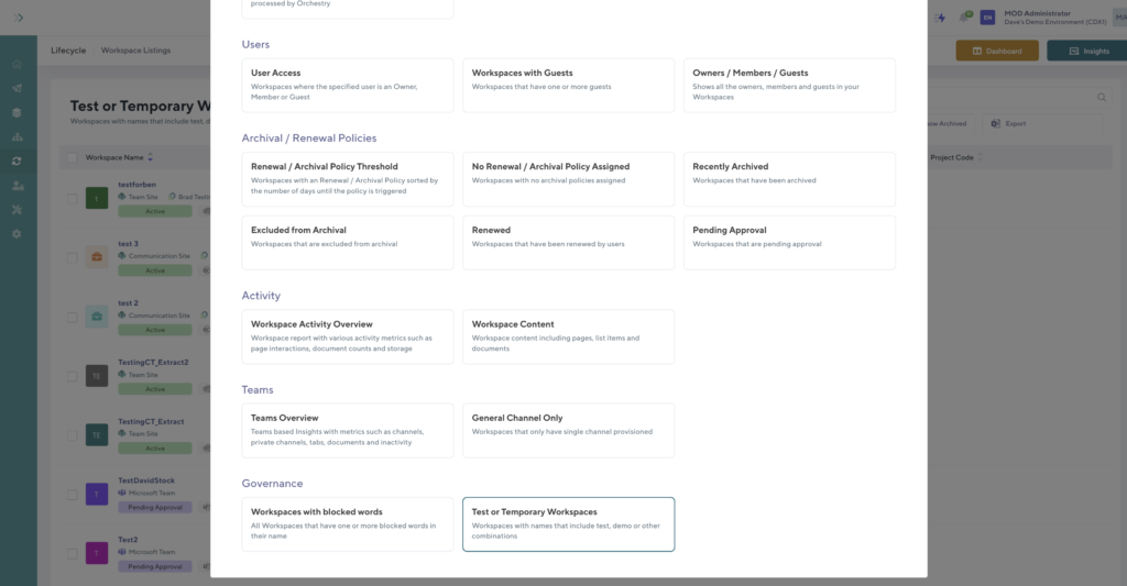 Create Teams, Groups & SharePoint Archiving Policies with Orchestry