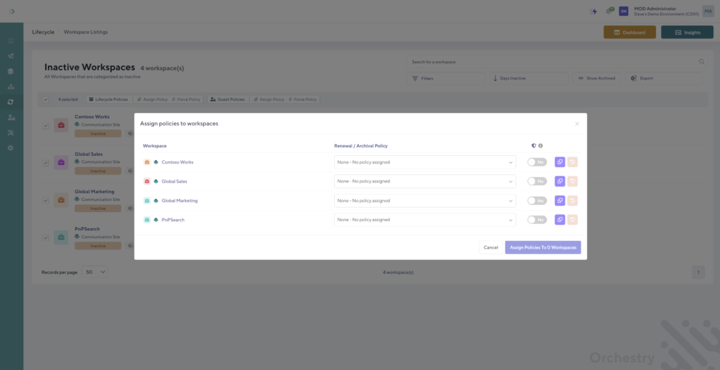 Create Teams, Groups & SharePoint Archiving Policies with Orchestry