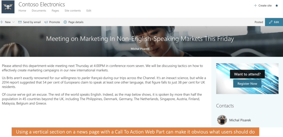 How to Use SharePoint Online 'Call-to-Action' Web Part